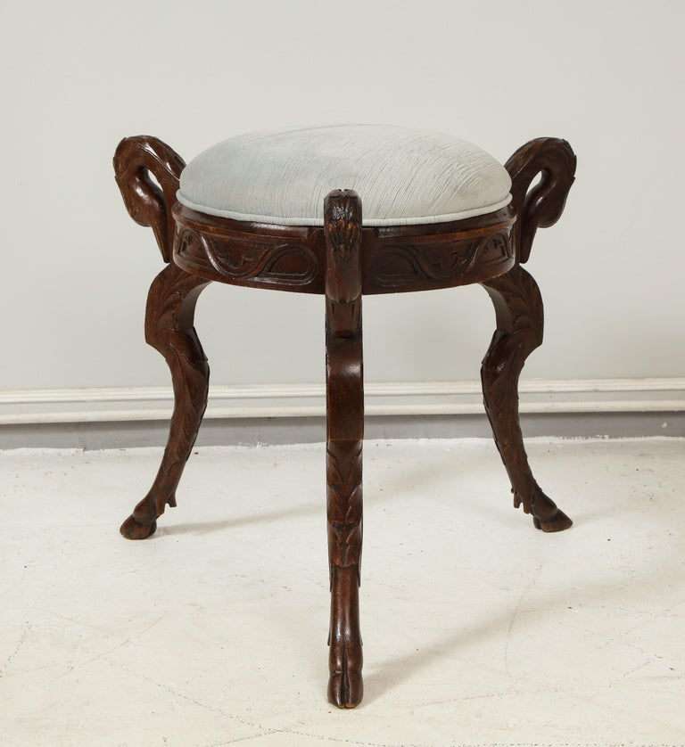 Antique Hand Carved Mahogany Swan Bench For Sale at 1stDibs