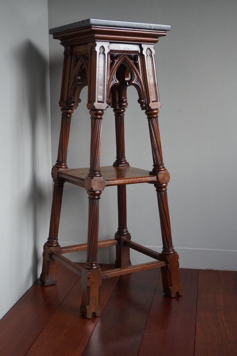 Antique Hand Carved Nutwood and Stunning Marble Top Gothic Revival ...