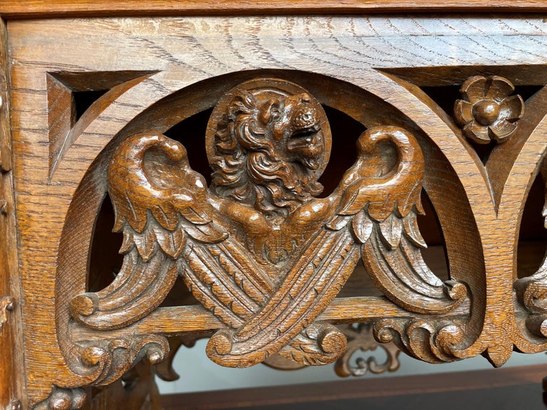 Antique Hand Carved Oak Gothic Revival Bible Stand with Evangelist ...