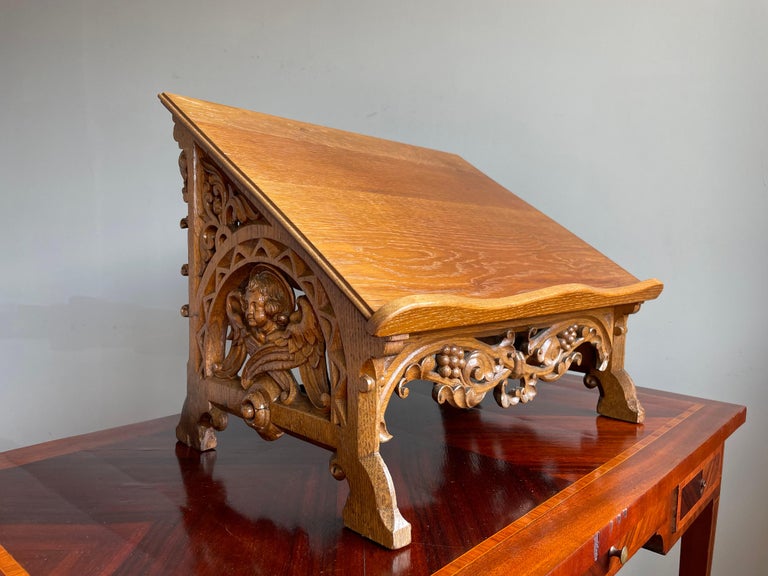 Antique Hand Carved Oak Gothic Revival Bible Stand with Evangelist ...