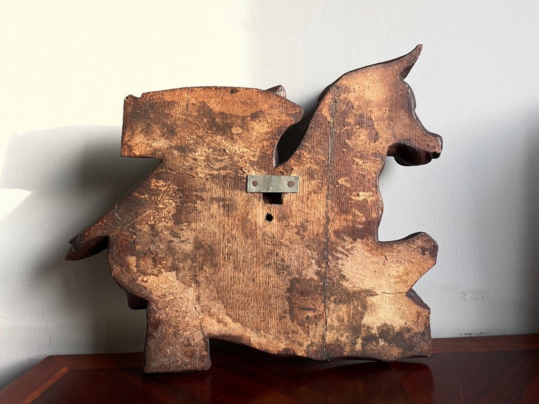 Antique Hand Carved Oak Winged Ox Sculpture, Symbol of Saint Luke the ...