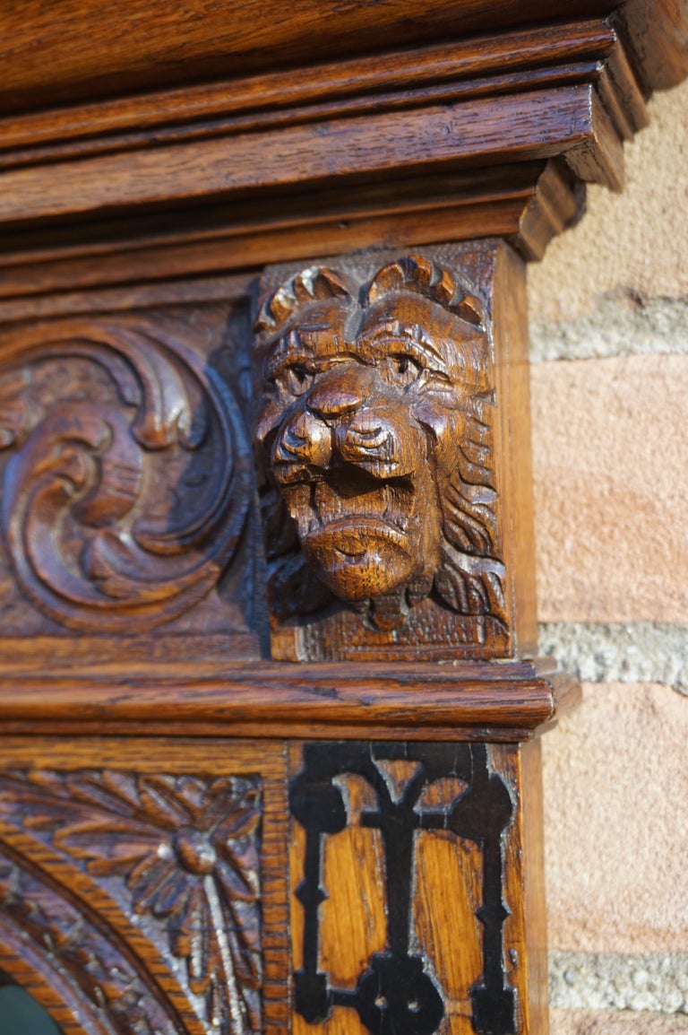 Hand Carved Renaissance Revival Wall Mirror with Lidded Gloves and ...