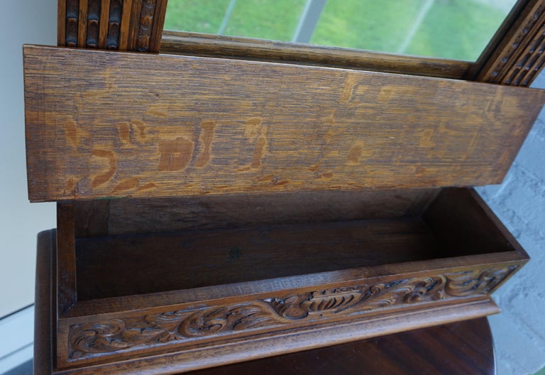Hand Carved Renaissance Revival Wall Mirror with Lidded Gloves and ...
