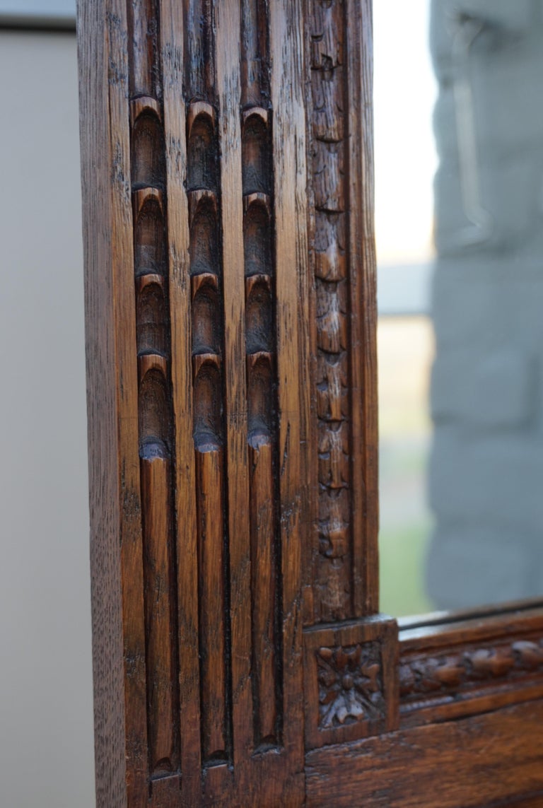 Hand Carved Renaissance Revival Wall Mirror with Lidded Gloves and ...