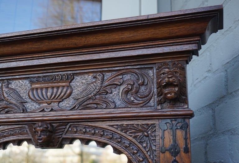 Hand Carved Renaissance Revival Wall Mirror with Lidded Gloves and ...