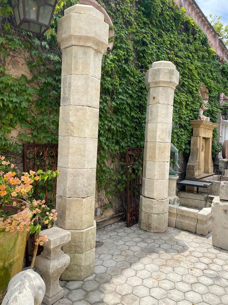 Antique Hand Carved Stone Garden Pillars Columns Posts and Base ...