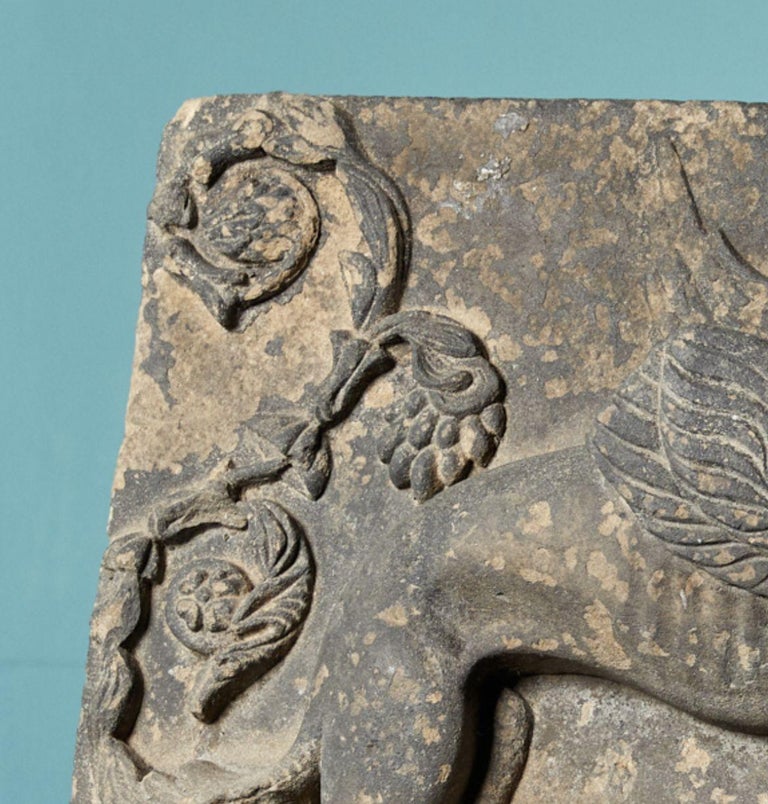 Antique Hand-Carved Stone Sphinx Plaque For Sale at 1stDibs