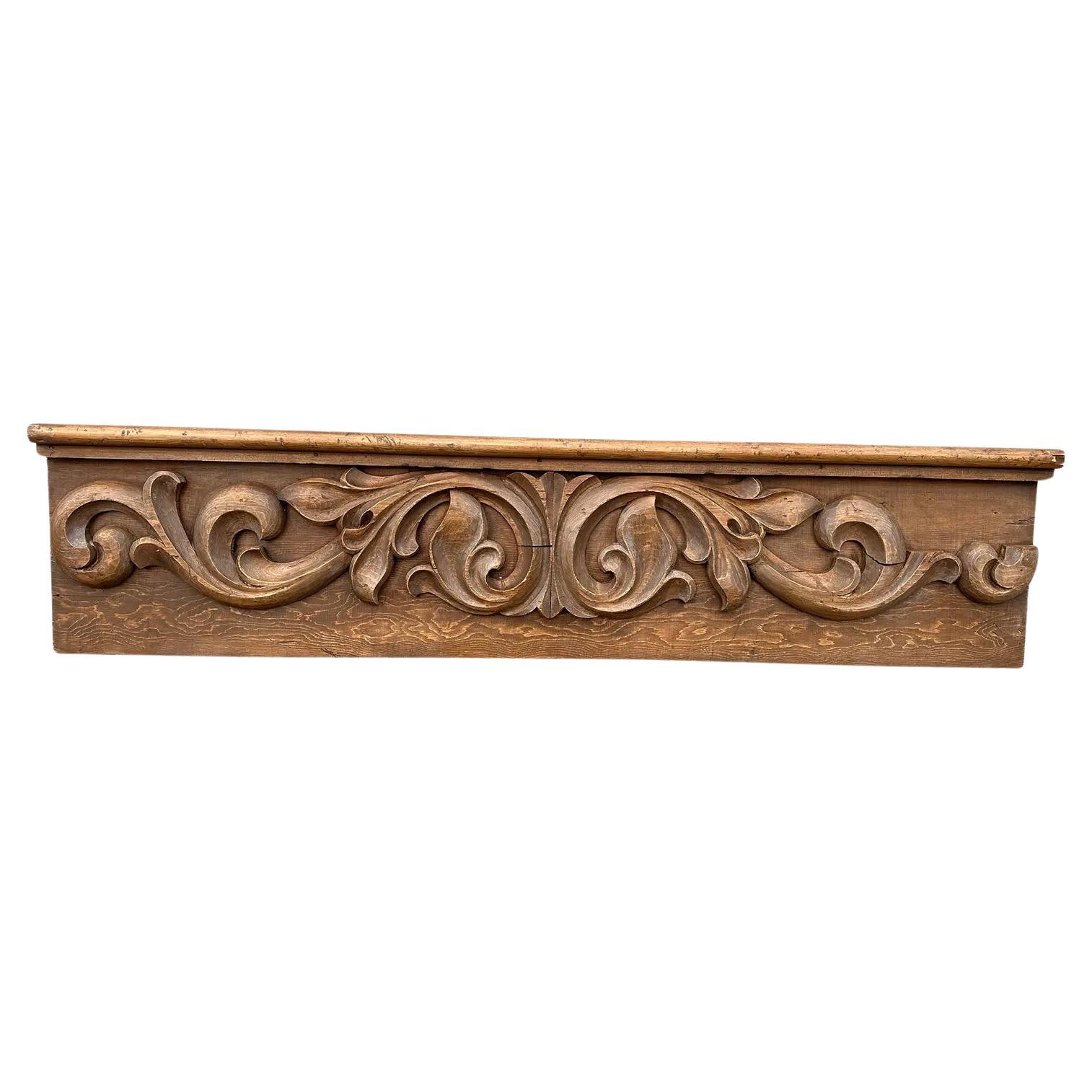 Antique Hand Carved Wood Horizontal Panel For Sale at 1stDibs