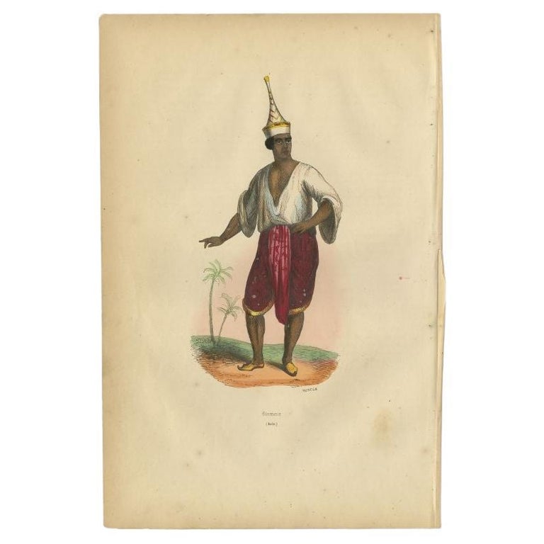 Antique Hand-Colored Print of a Siamese Man, 1843 For Sale at 1stDibs