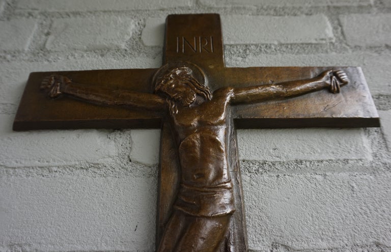 Antique Handcrafted Early 20th Century Bronze Crucifix with Sculpture ...