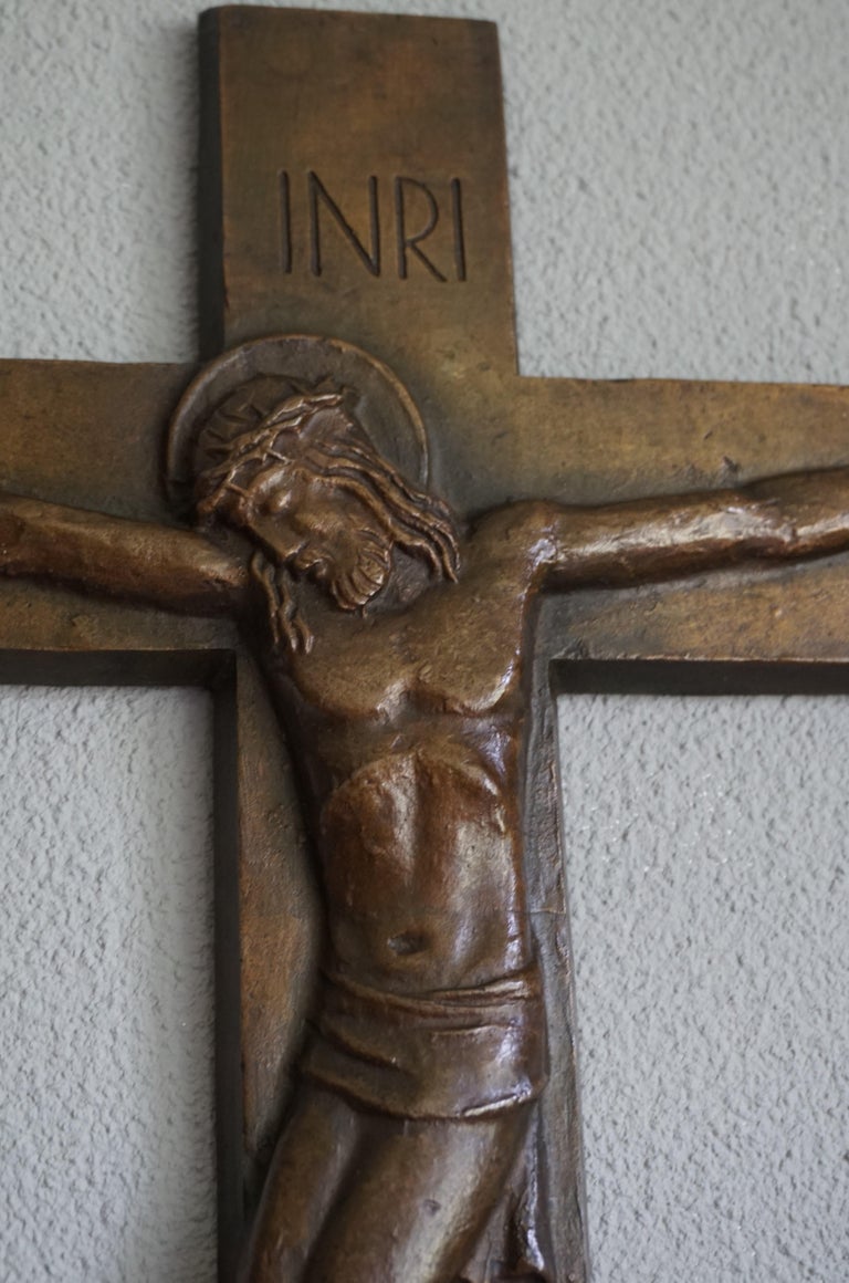 Antique Handcrafted Early 20th Century Bronze Crucifix with Sculpture ...