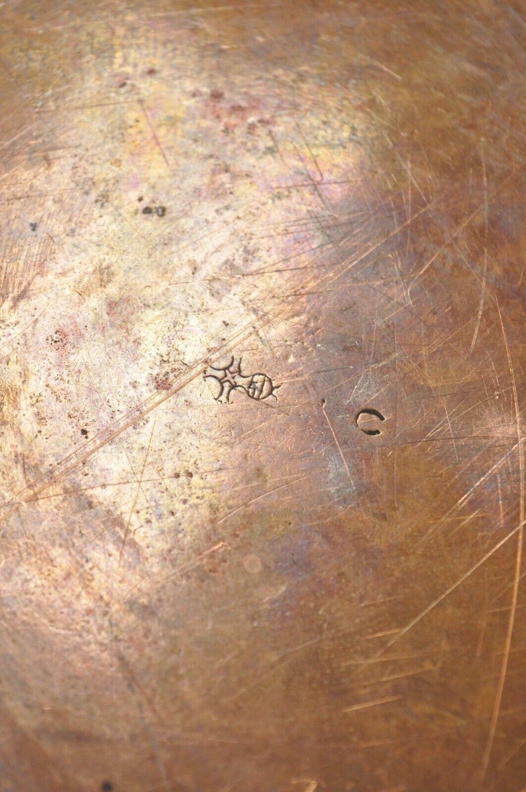 Antique Hand Forged Copper Cauldron Pot Twin Handles For Sale at 1stDibs