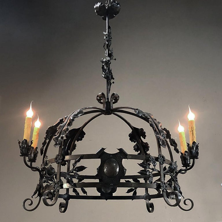Antique Hand Forged Italian Wrought Iron Chandelier For Sale at 1stDibs ...