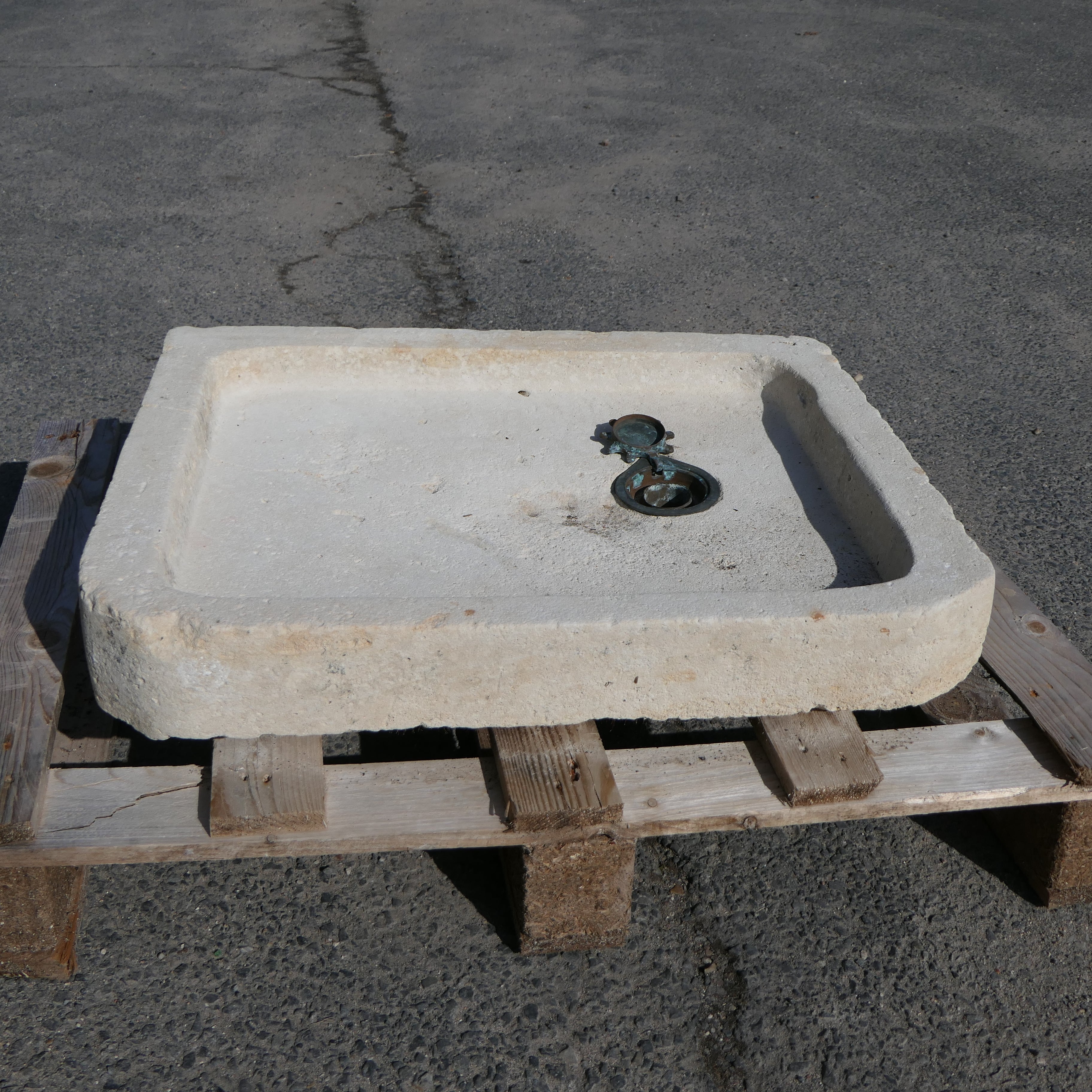 Antique French Double Basin Burgundy Limestone Trough with Iron Rings ...