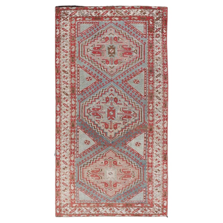Antique Hand-Knotted Persian Kurdish Rug in Wool with Medallion Design ...
