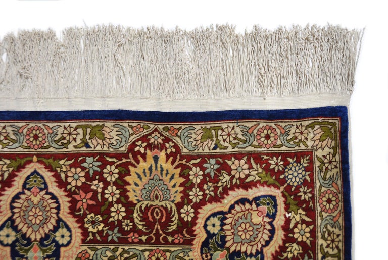 Antique Hand Knotted Silk - Rug - Carpet - Hereke For Sale at 1stDibs