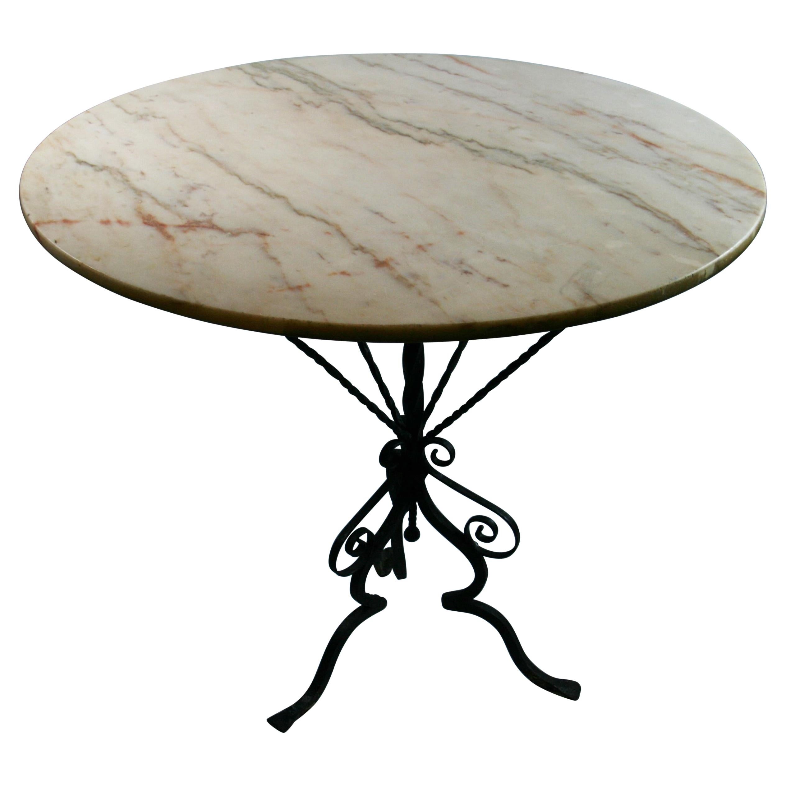 Rectangular Iron Base Table with Limestone Top at 1stDibs