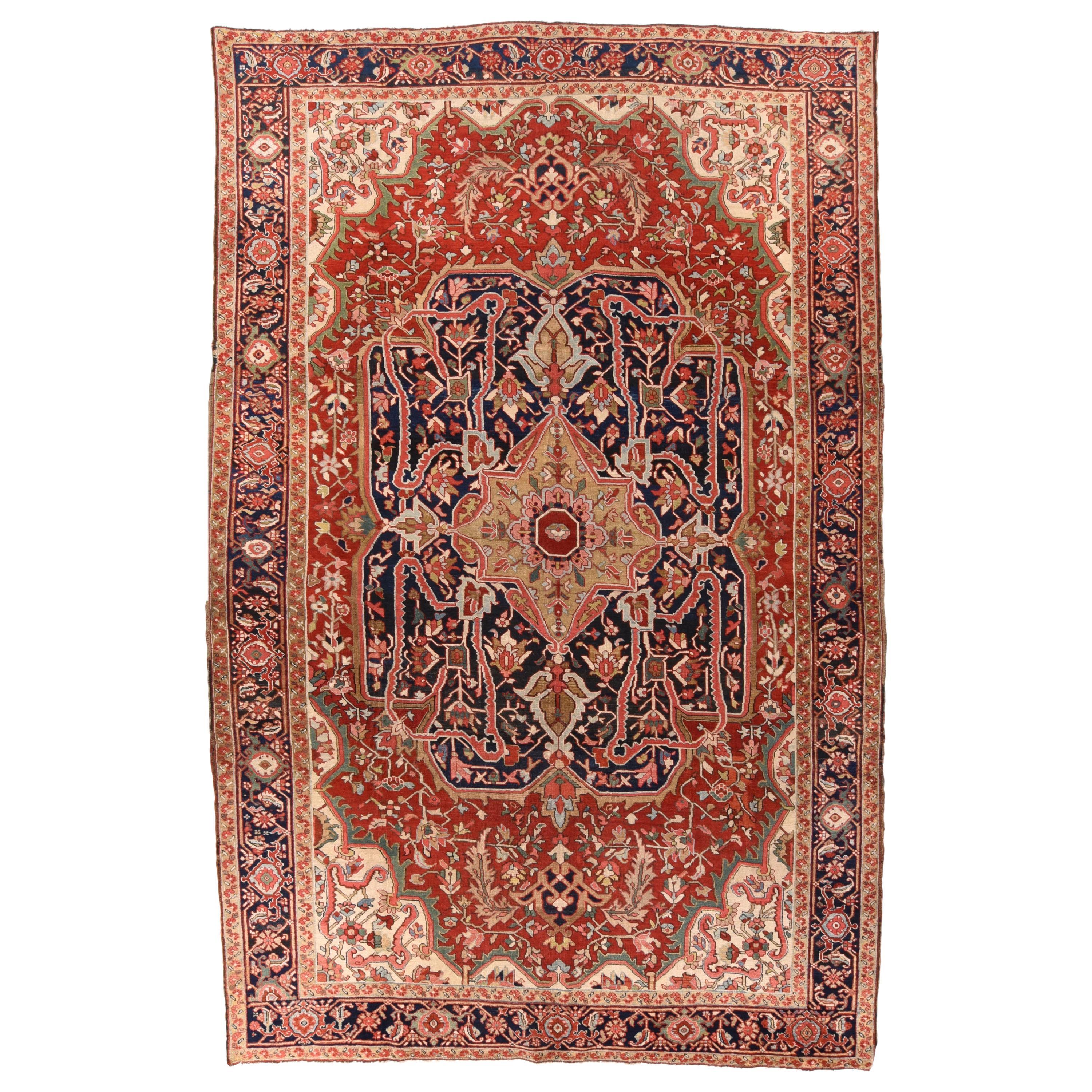 Antique Persian Heriz Serapi Area Rug For Sale at 1stDibs