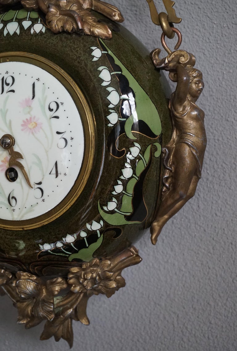 Antique and Hand Painted Arts and Crafts Majolica Wall Clock with ...