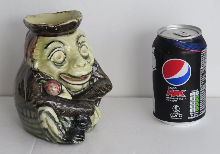 Antique Hand-Painted Grotesque Pottery Jug, Circa 1890 at 1stDibs