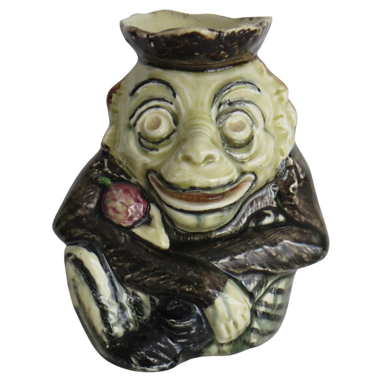 Antique Hand-Painted Grotesque Pottery Jug, Circa 1890 at 1stDibs