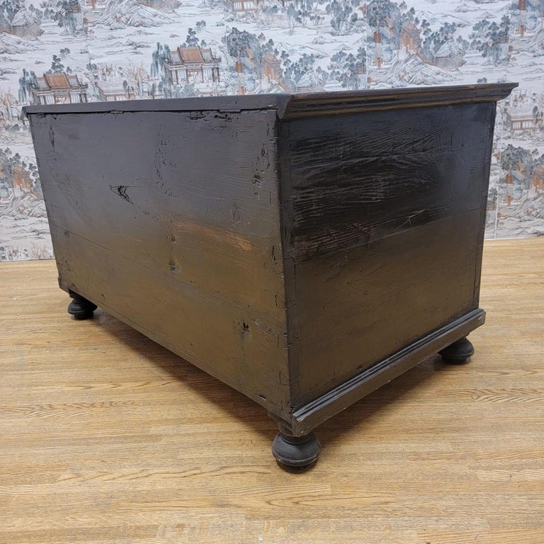 Antique Hand Painted Pine Chest for Storage / Linens For Sale at 1stDibs