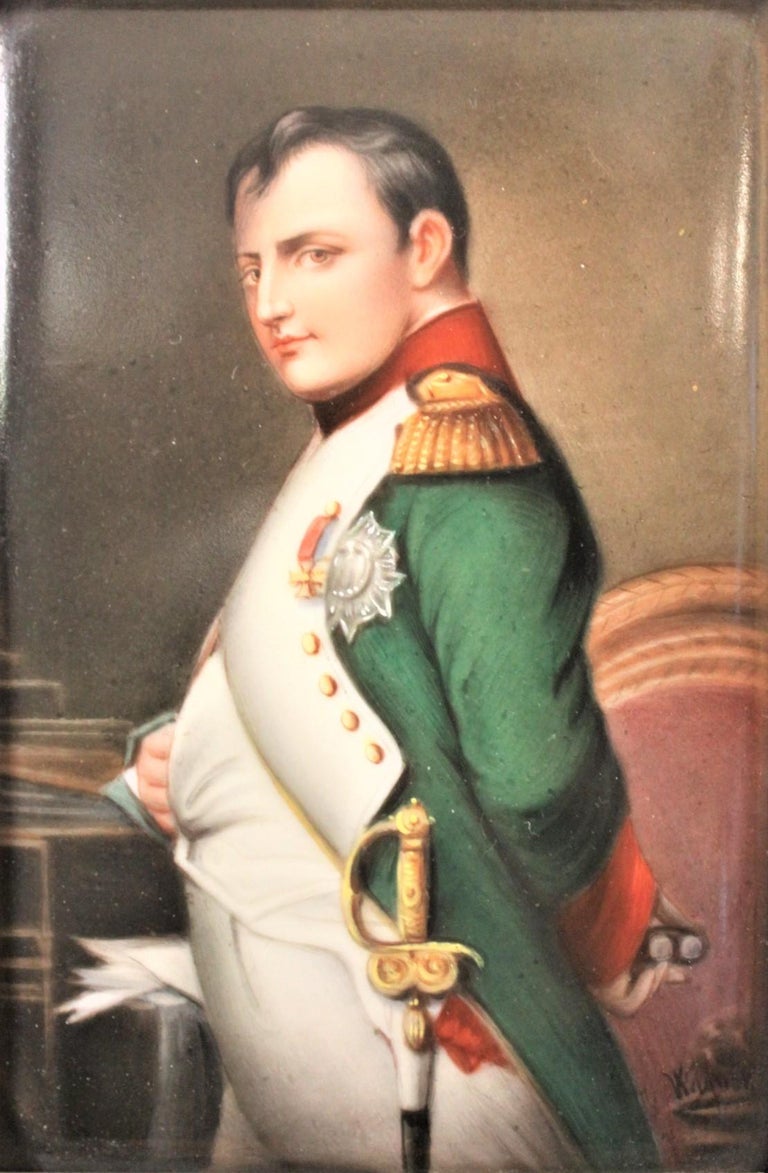 Antique Hand-Painted Porcelain Framed Plaque or Panel of Napoleon ...