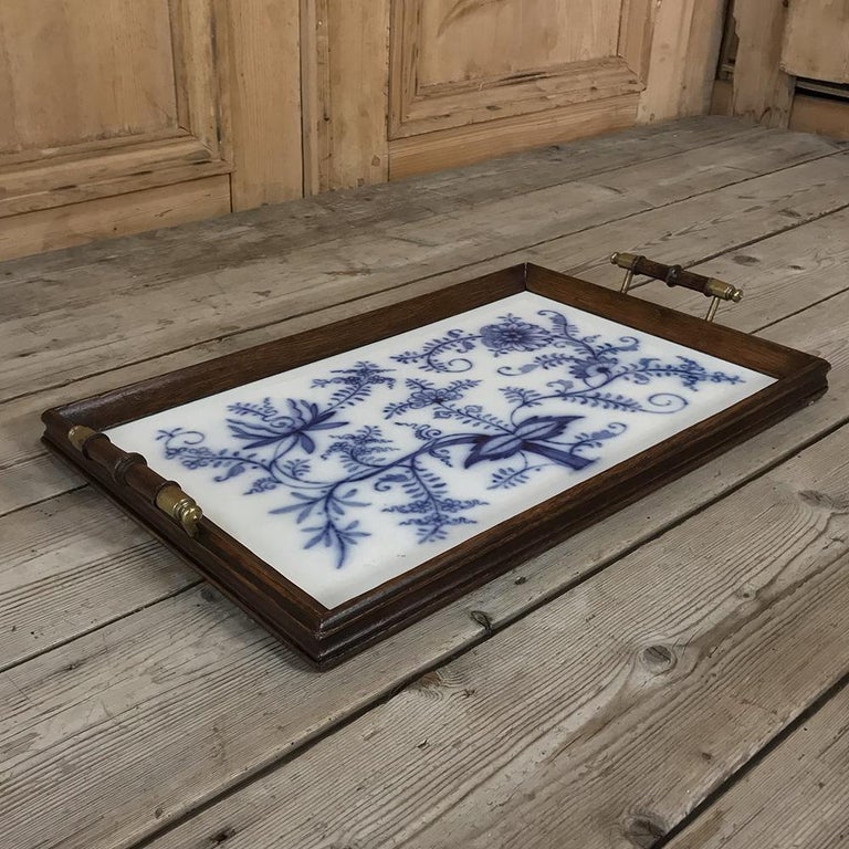 Antique Hand Painted Tile Serving Tray at 1stDibs