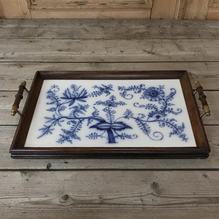 Antique Hand Painted Tile Serving Tray at 1stDibs