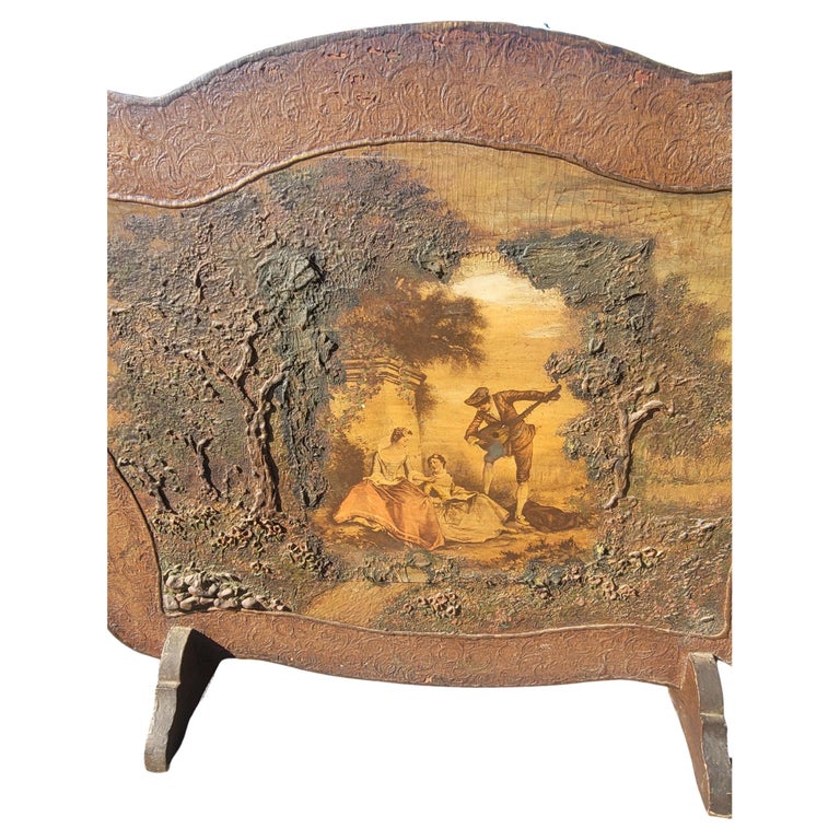 Antique Hand Raised Painted Fireplace Screen, Circa 1920 For Sale at ...