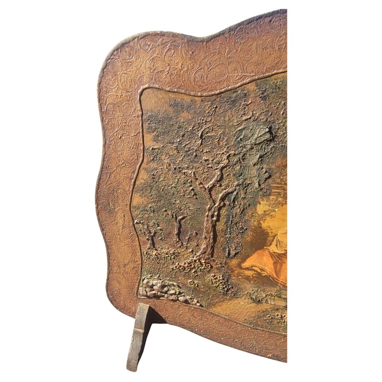 Antique Hand Raised Painted Fireplace Screen, Circa 1920 For Sale at ...