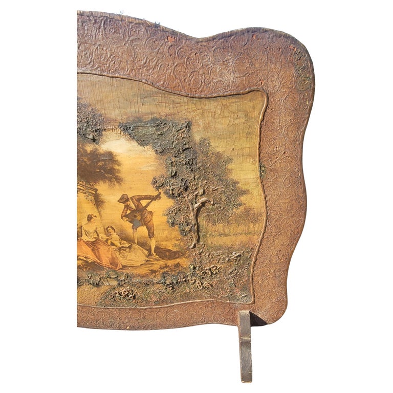 Antique Hand Raised Painted Fireplace Screen, Circa 1920 For Sale at ...