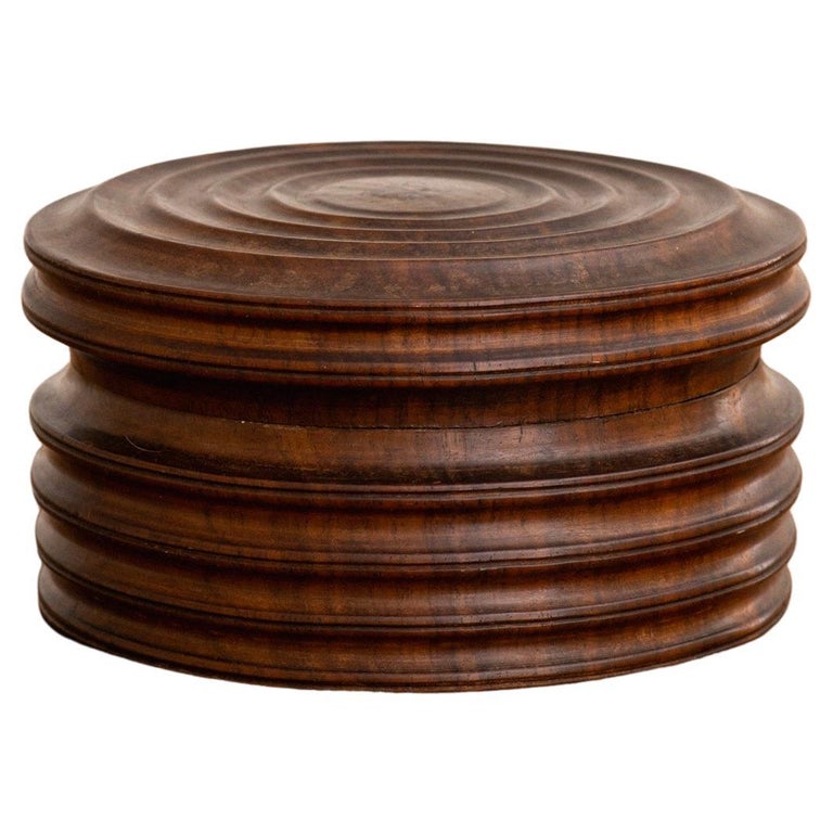Antique Hand Turned English Burr Walnut Lidded Box For Sale at 1stDibs