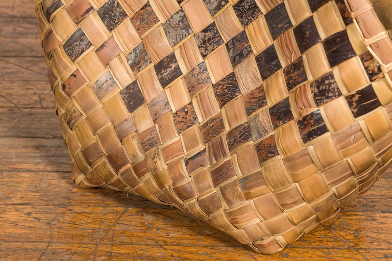 Antique Hand Woven Rustic Karagumoy Filipino Two Toned Grain Basket For ...