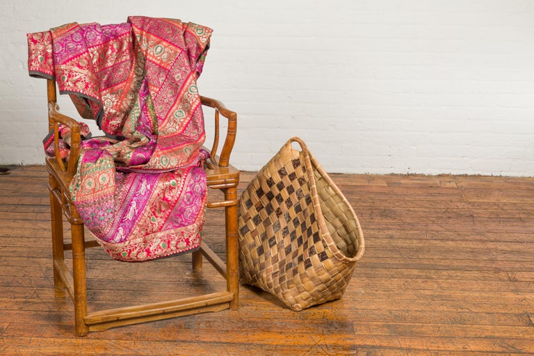 Antique Hand Woven Rustic Karagumoy Filipino Two Toned Grain Basket For ...