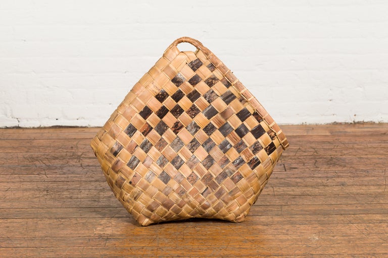 Antique Hand Woven Rustic Karagumoy Filipino Two Toned Grain Basket For ...