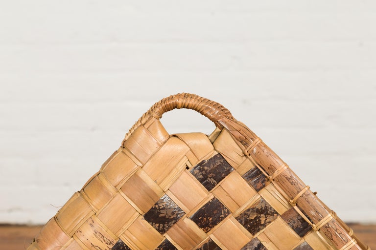 Antique Hand Woven Rustic Karagumoy Filipino Two Toned Grain Basket For ...