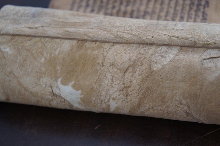 Antique Hand Written Hebrew Megillah Parchment Esther Scroll Purim ...