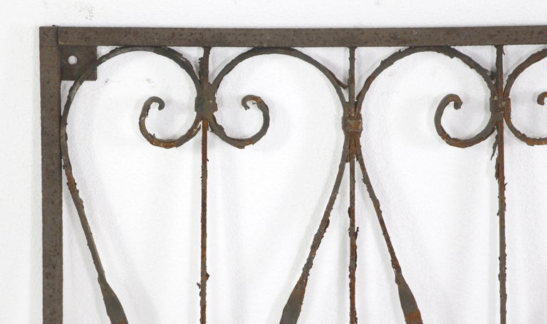 Antique Hand Wrought Iron Gate Fencing Panel w Swirls Pinning ...
