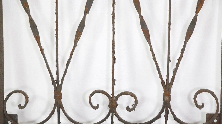 Antique Hand Wrought Iron Gate Fencing Panel w Swirls Pinning ...