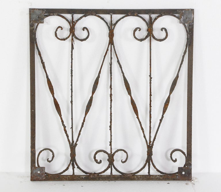 Antique Hand Wrought Iron Gate Fencing Panel w Swirls Pinning ...