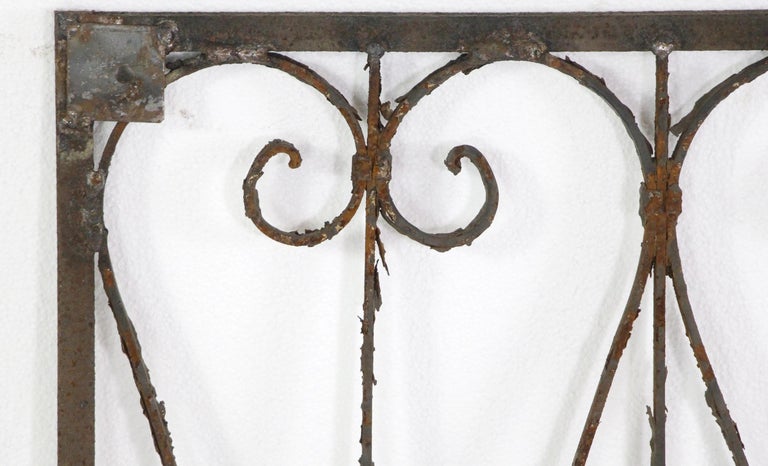 Antique Hand Wrought Iron Gate Fencing Panel w Swirls Pinning ...