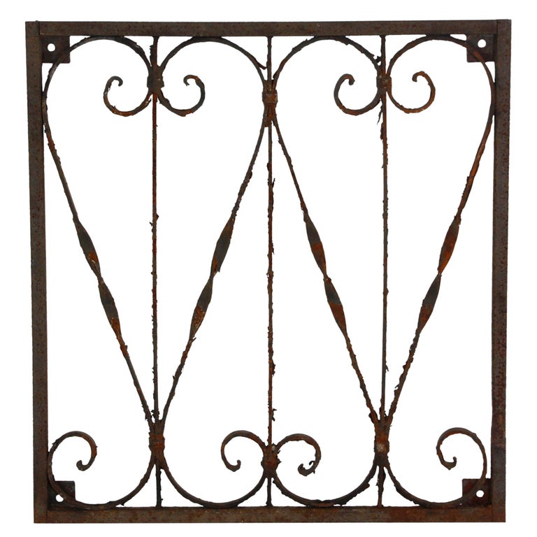 Antique Hand Wrought Iron Gate Fencing Panel w Swirls Pinning ...