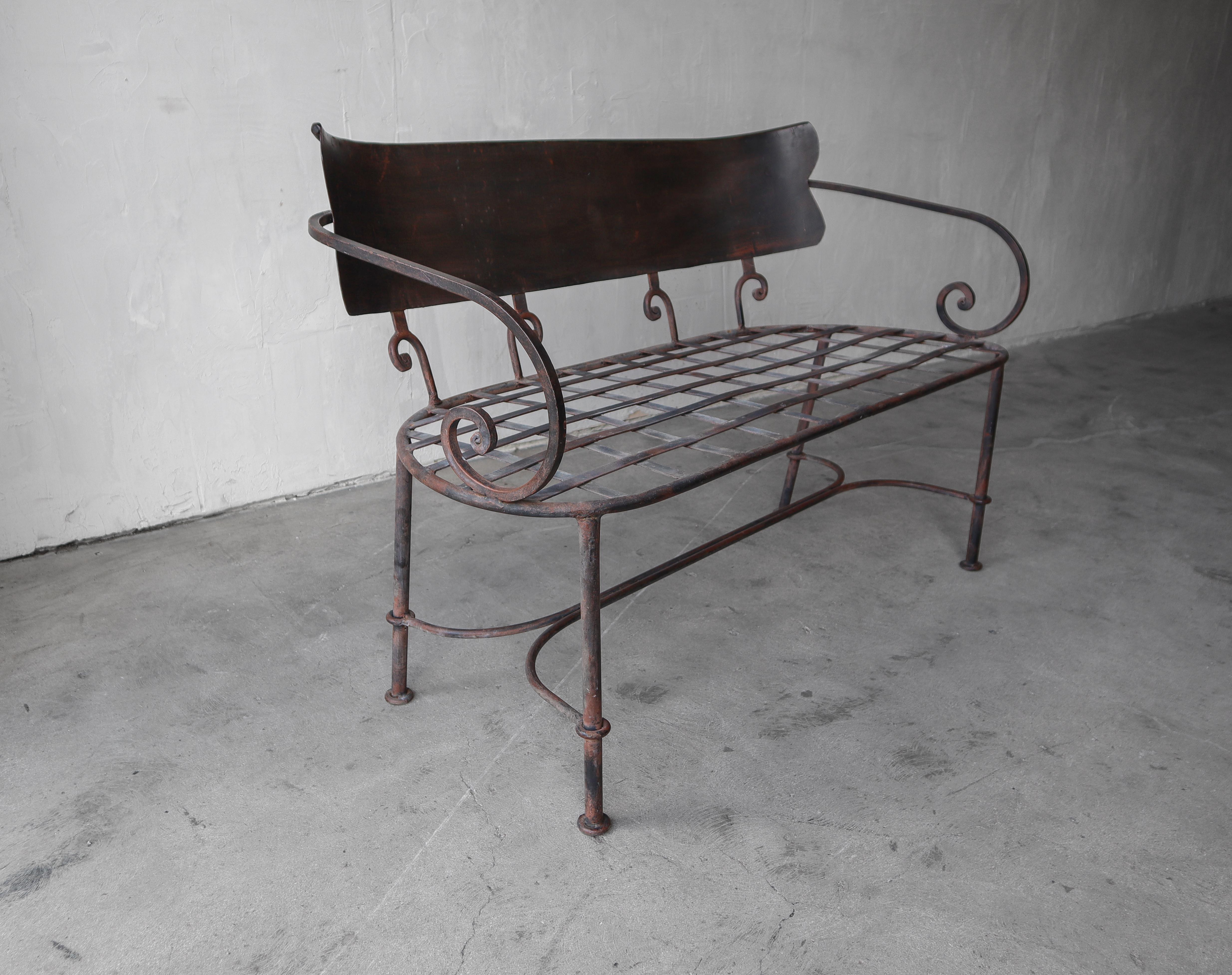 Antique Hand Wrought Iron Indoor Outdoor Bench at 1stDibs