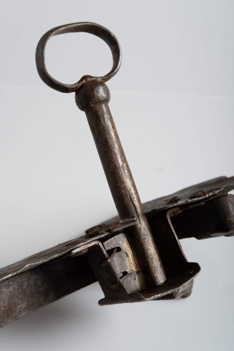 Antique Hand Wrought Iron Lock with Its Original Key, Italy, circa 1600 ...