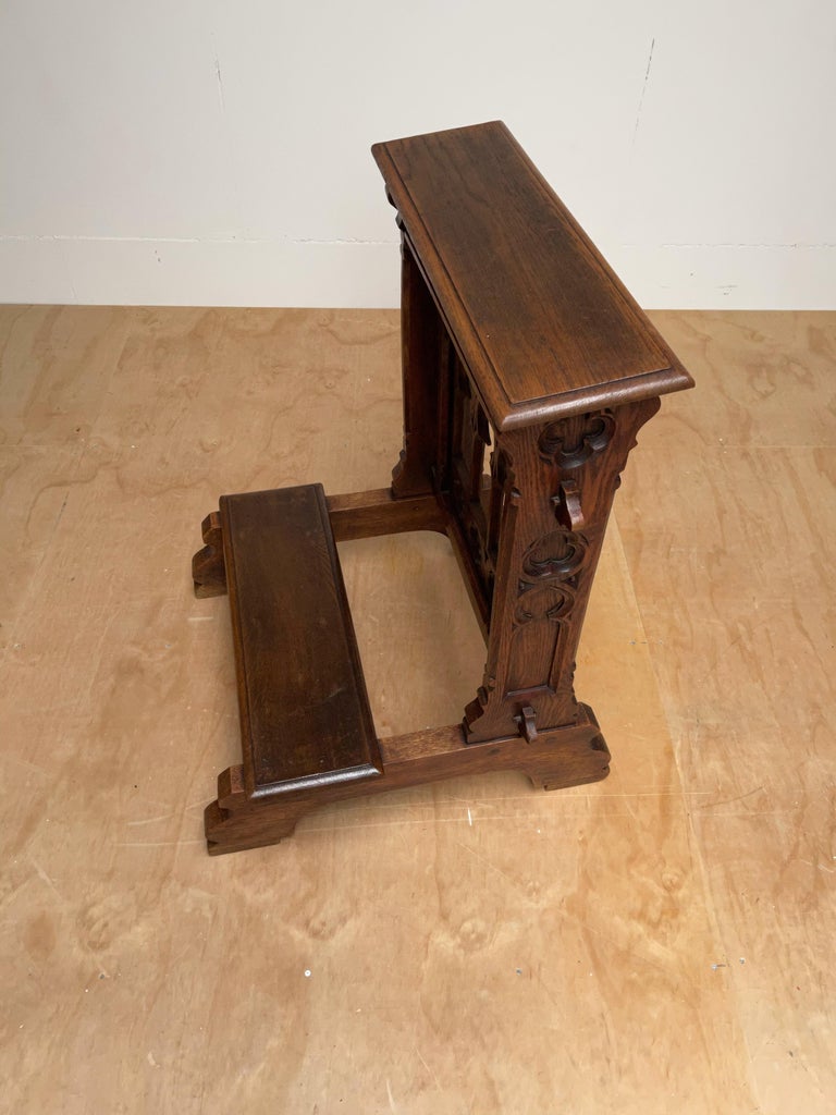 Antique Handcrafted and Carved Oak Gothic Revival Church Prayer Chair ...