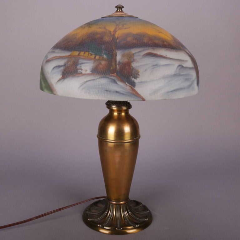 Antique Handel School Pittsburgh Style Reverse Painted Table Lamp ...