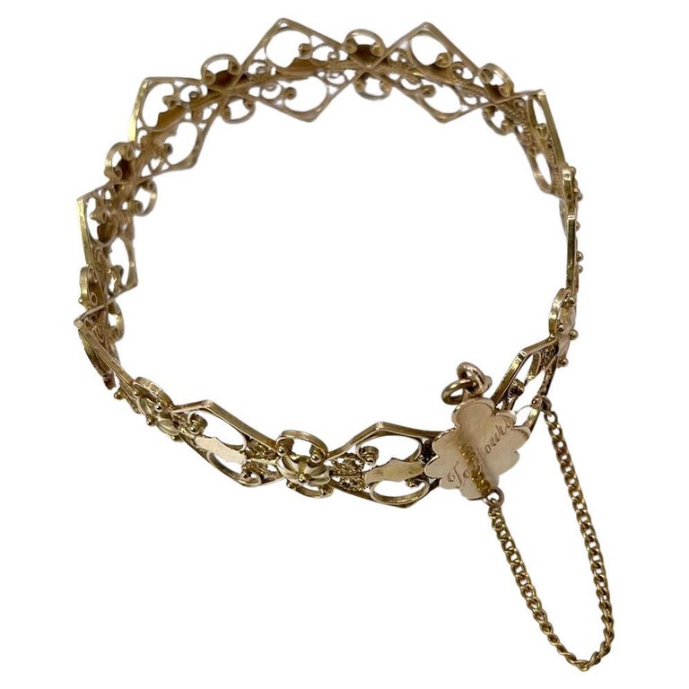 Antique Handmade Bangle 18KT yellow gold Vintage wide bangle pure solid ...