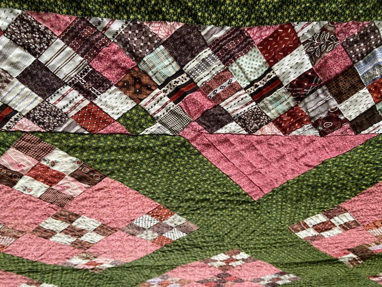 Antique Handmade Cotton Patchwork "Double Nine Patch" Quilt, USA 1870's ...