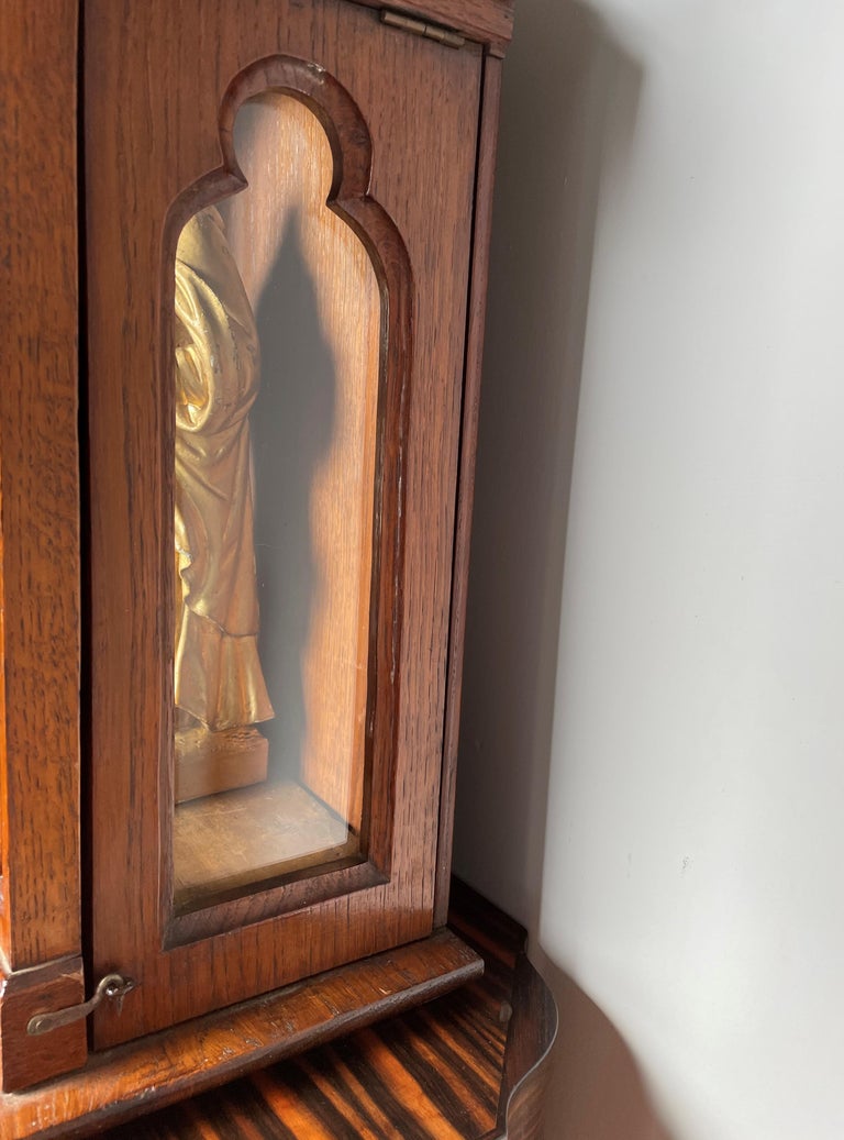 Antique Handmade Gothic Revival Glass and Oak Display Cabinet For a ...